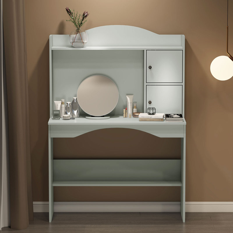 Winston Porter Makeup Vanity Desk Spacious Storage & Movable Mirrors ...