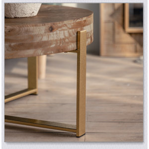 Everly Quinn Round Cocktail Table with Manufactured Wood Table Top 31. ...