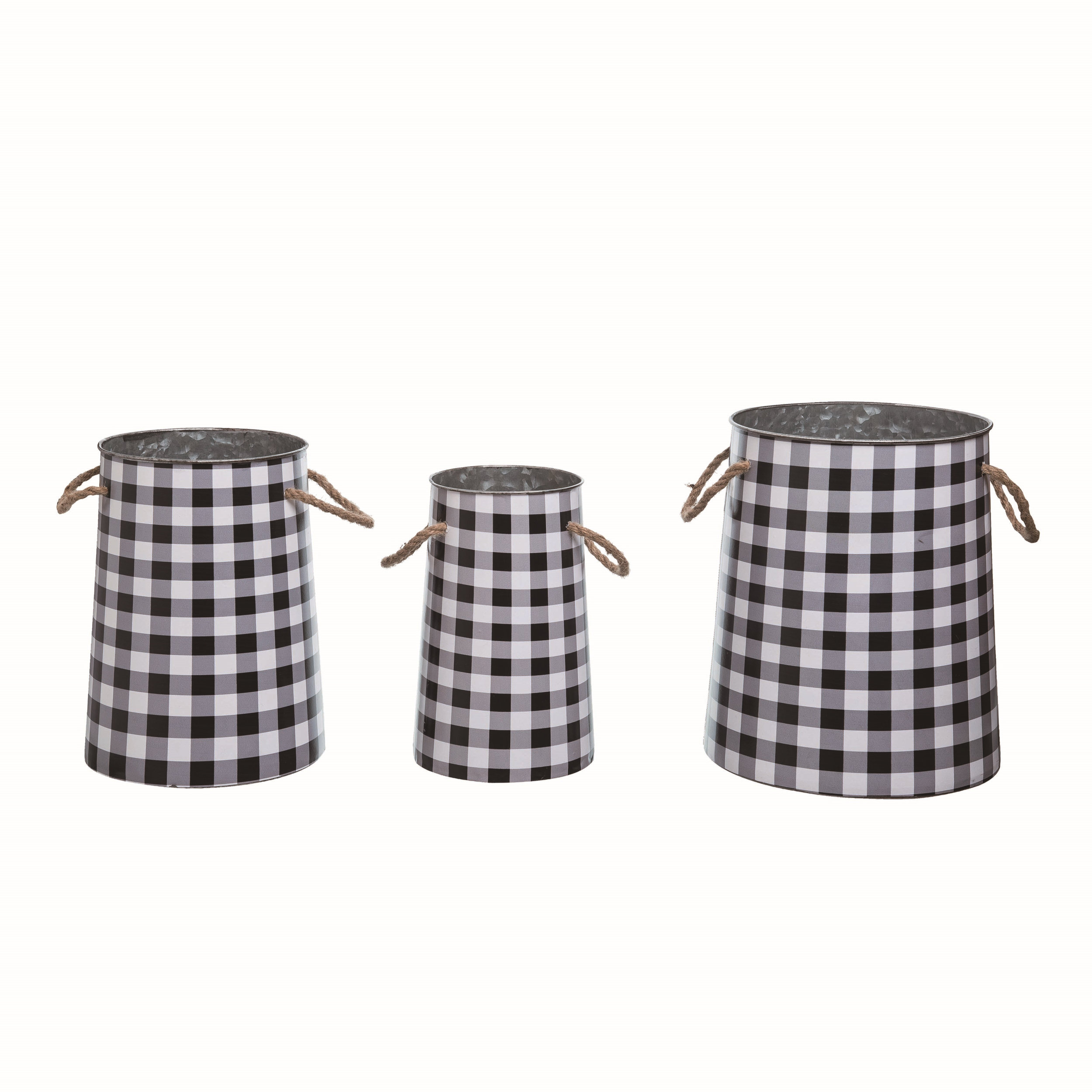 Gracie Oaks Metal Black Fall/Harvest Nesting Buffalo Check Buckets Set ...