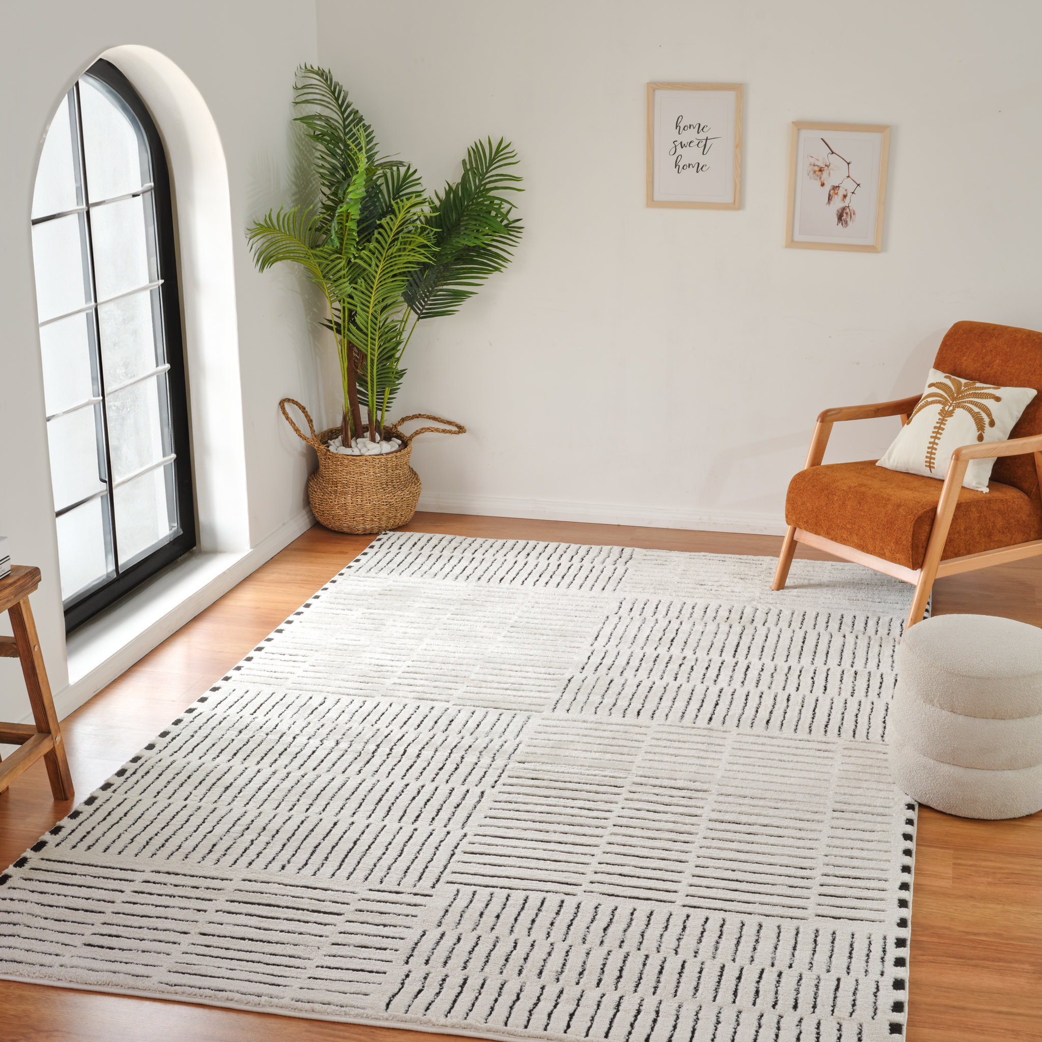 Wrought Studio™ Rug Branch Alinda Collections Abstract Cream Indoor ...