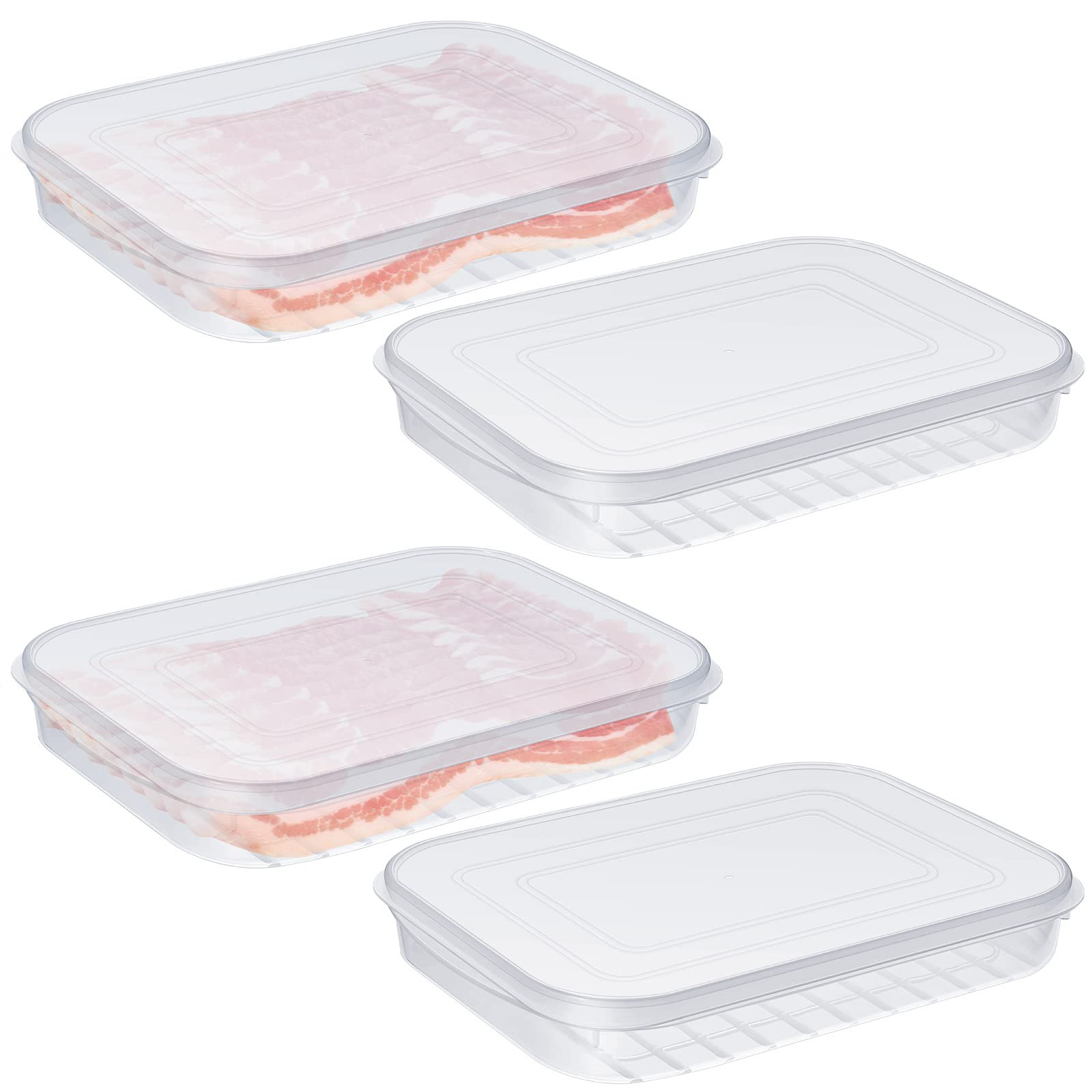 Prep & Savour 4-Pack Clear Plastic Deli Meat Storage Containers With ...