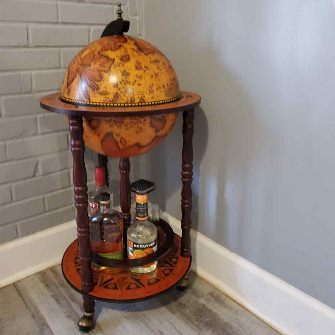 Globe Bar Cart Liqour Vintage Wooden Globe Bar Cabinet, 16th Century ...