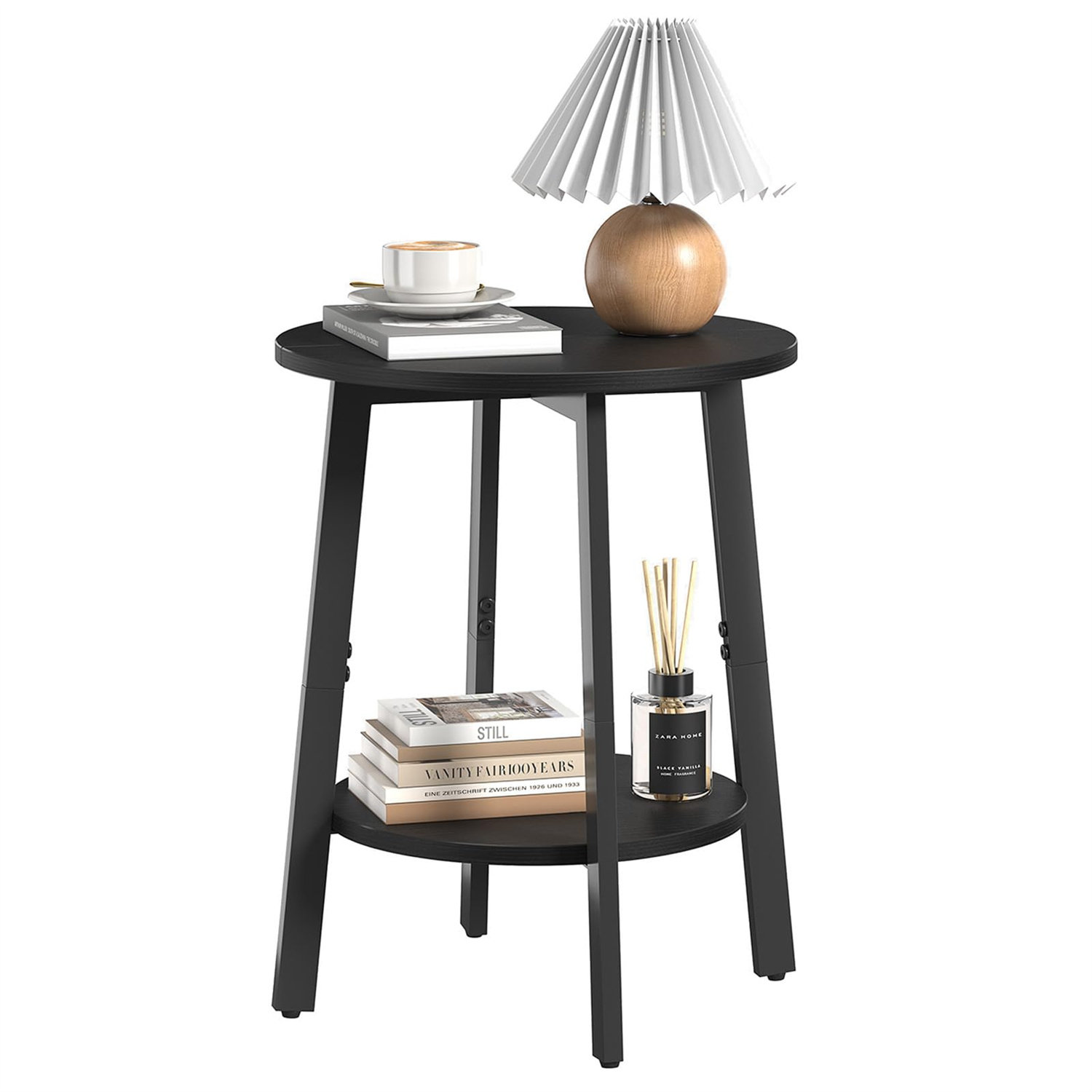 George Oliver Minimalist 2-Tier Round Table - Small Space-Saving Side ...