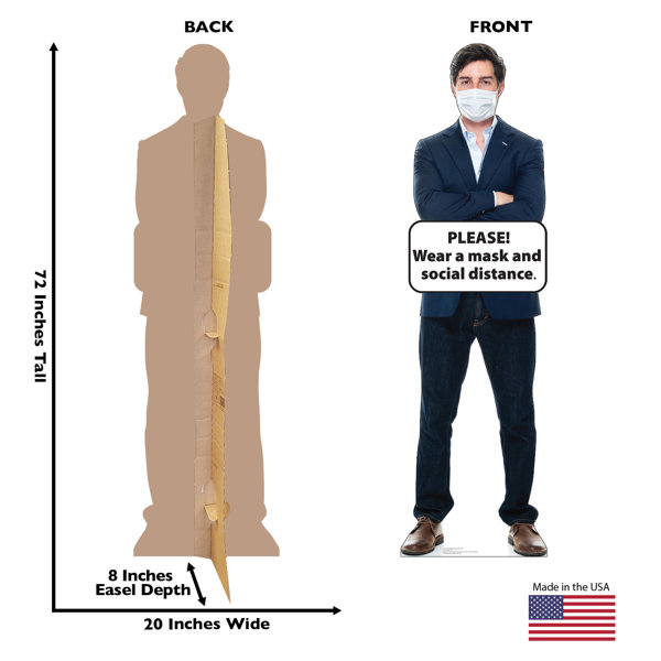 Advanced Graphics Social Distance Mask Standee Male Life Size Cardboard ...