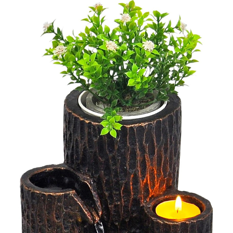 Ebern Designs Indoor Water Fountain 3 Tier Column Tabletop Fountain ...