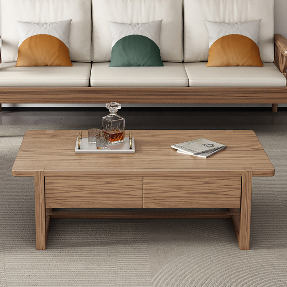 DineElegance.r Solid Wood Sled Coffee Table with Storage | Wayfair