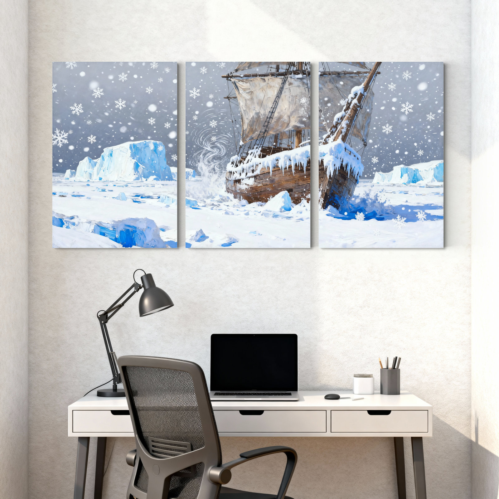 Breakwater Bay Nautical Ship Iceberg Landscape Winter Scene Set of 3 ...