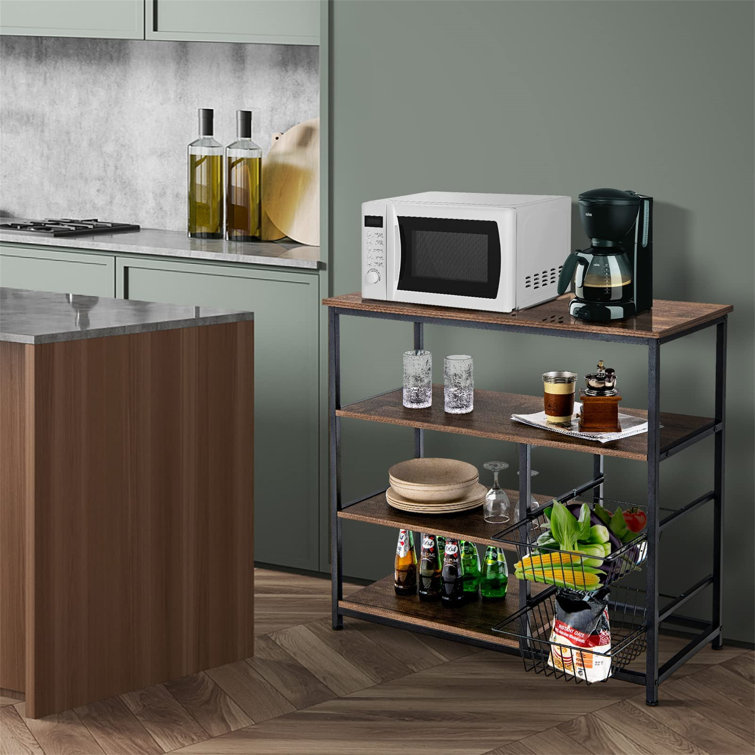 Borough Wharf Addysen 90Cm Metal Standard Baker's Rack with Microwave ...