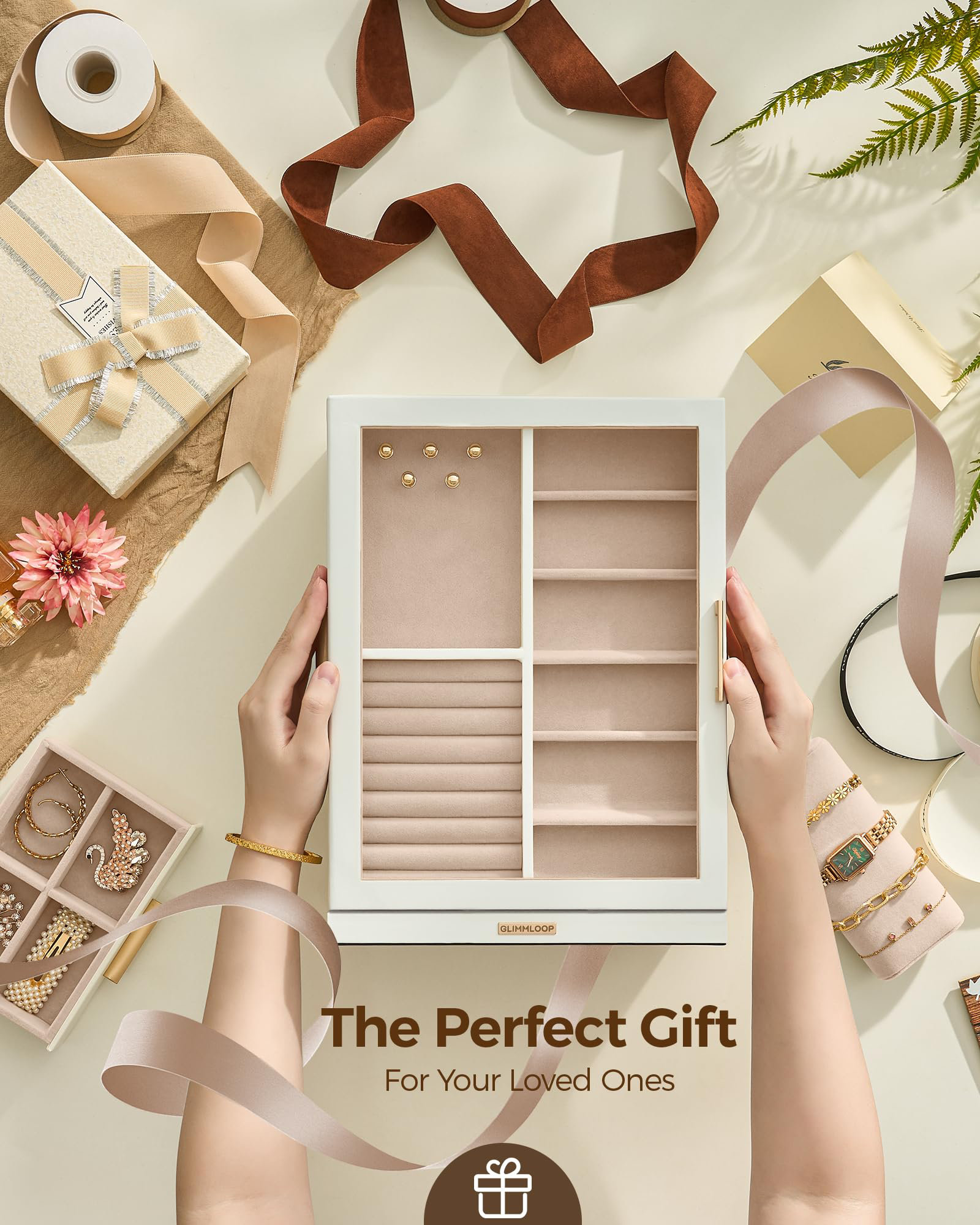 Latitude Run® 360° Rotating Jewelry Box With 7 Drawers, Spacious ...