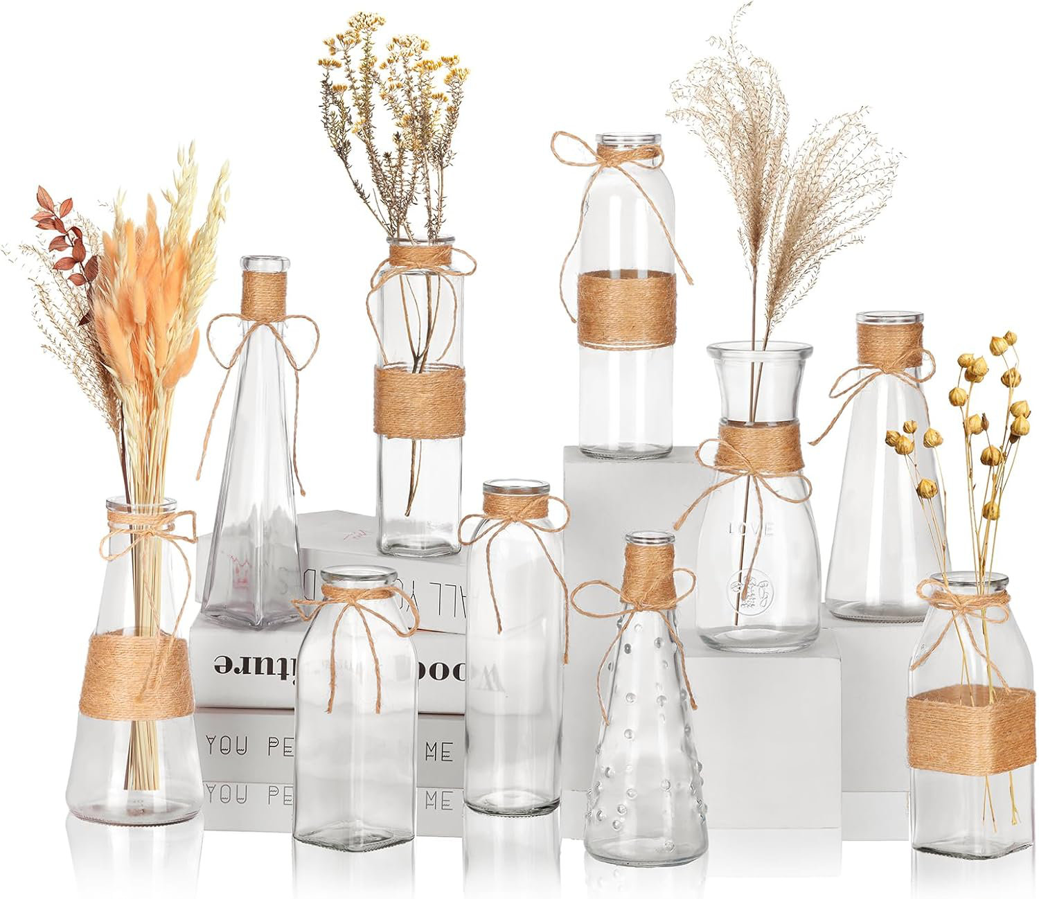 Gracie Oaks 10Pcs Small Flower Vases For Centerpieces, Clear Glass ...