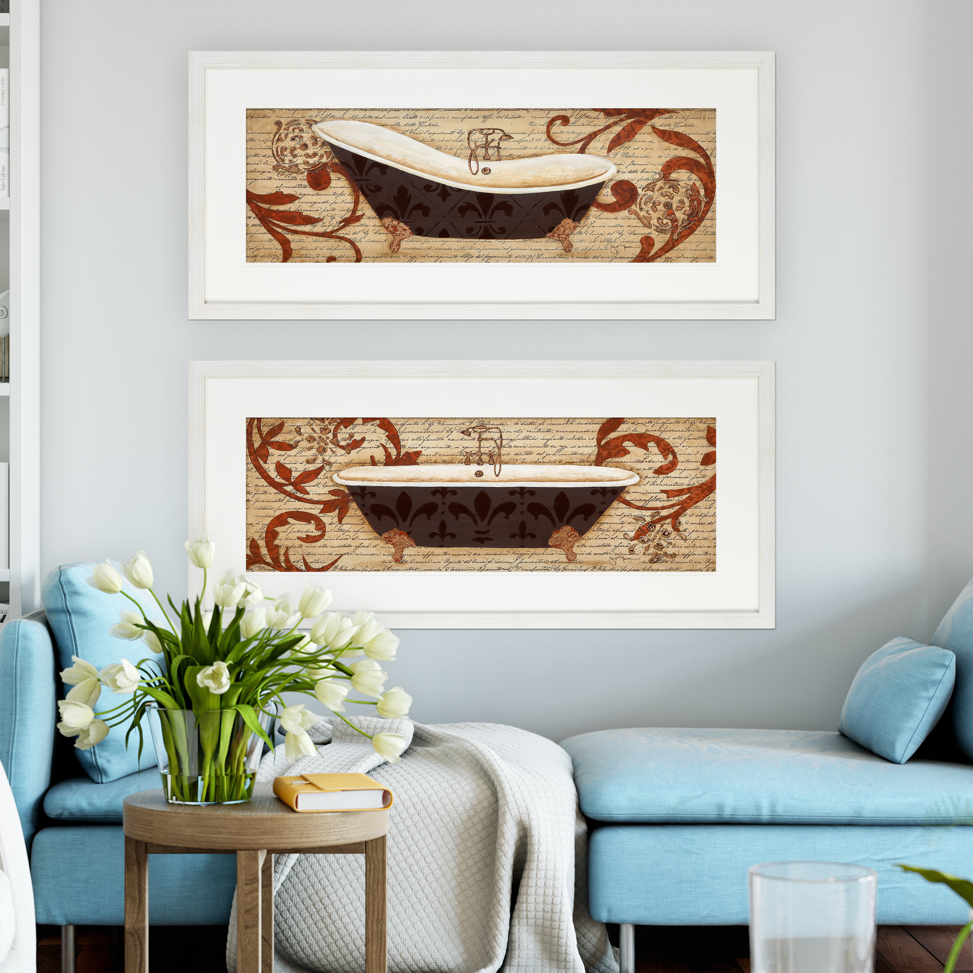Fleur De Lis Living 'Renaissance Bath' 2 Piece Framed Graphic Art Print ...