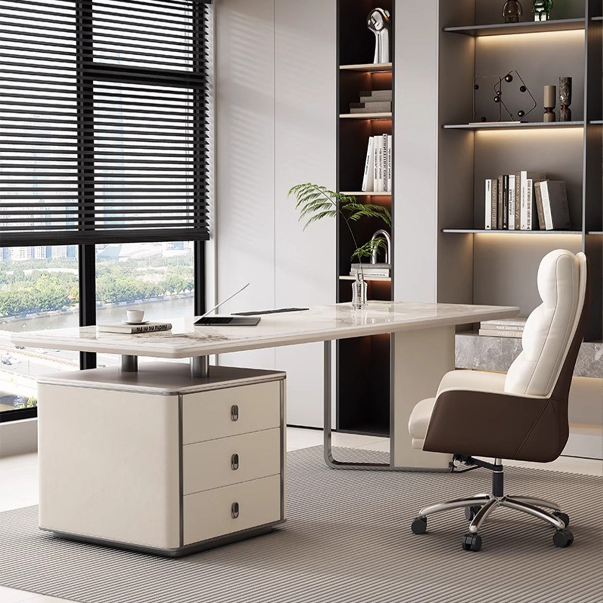 Orren Ellis Rock slab modern minimalist computer desk | Wayfair