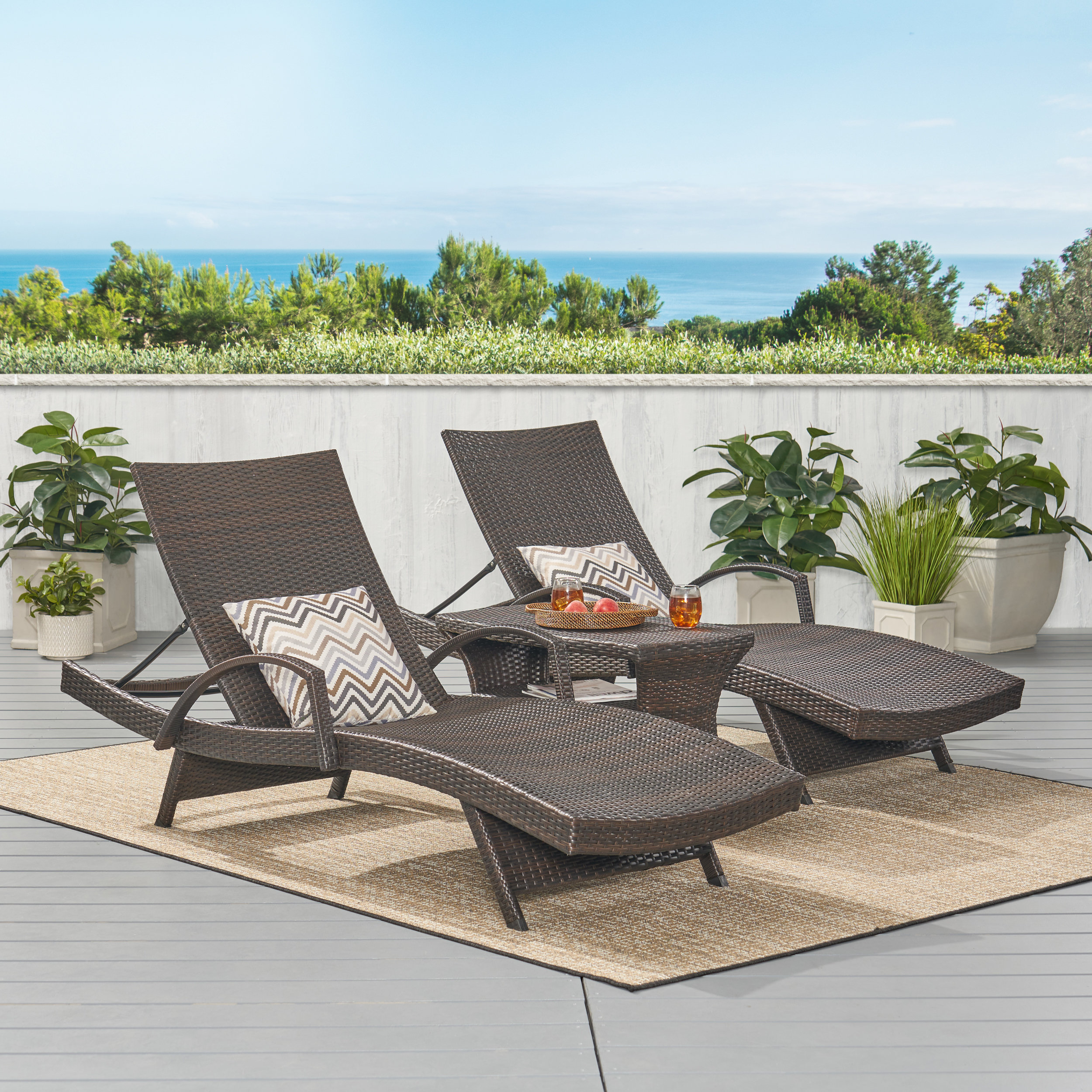 Brayden Studio® Hickey Sun Lounger Set with Table | Wayfair