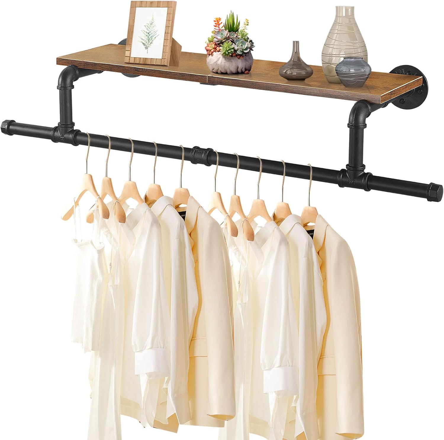 Shimano Industrial Pipe Clothing Rack With Top Shelf, Space Saver ...