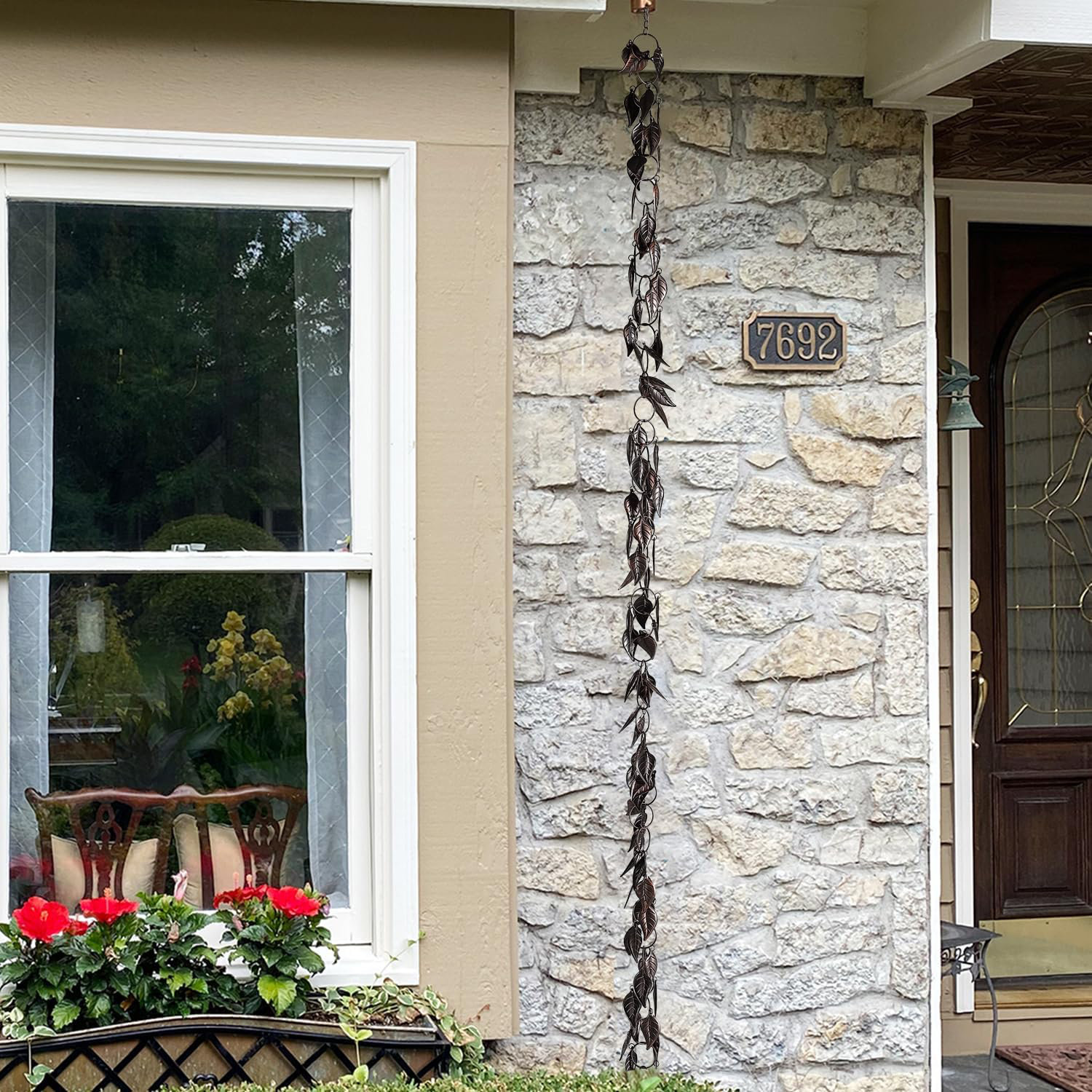 Arlmont & Co. 8.5 FT Rain Chain Leaves Rain Chains For Gutters And ...