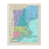 Ebern Designs Map Of Eastern States New England Border Lines Framed On ...