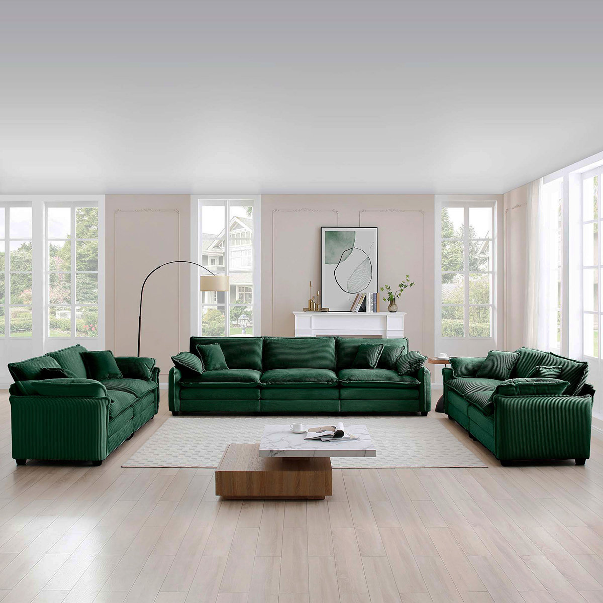 Latitude Run® Modern Living Room Sofa 3 Pieces Set, Two 2-Seater Sofas ...