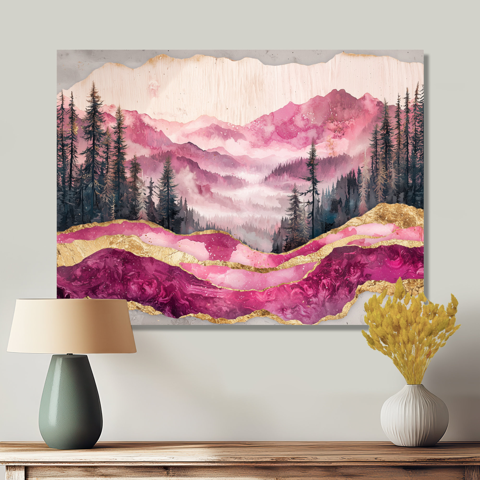 Millwood Pines Ruby Crystal Lake Into The Pine Forest I - lake Wall Art ...