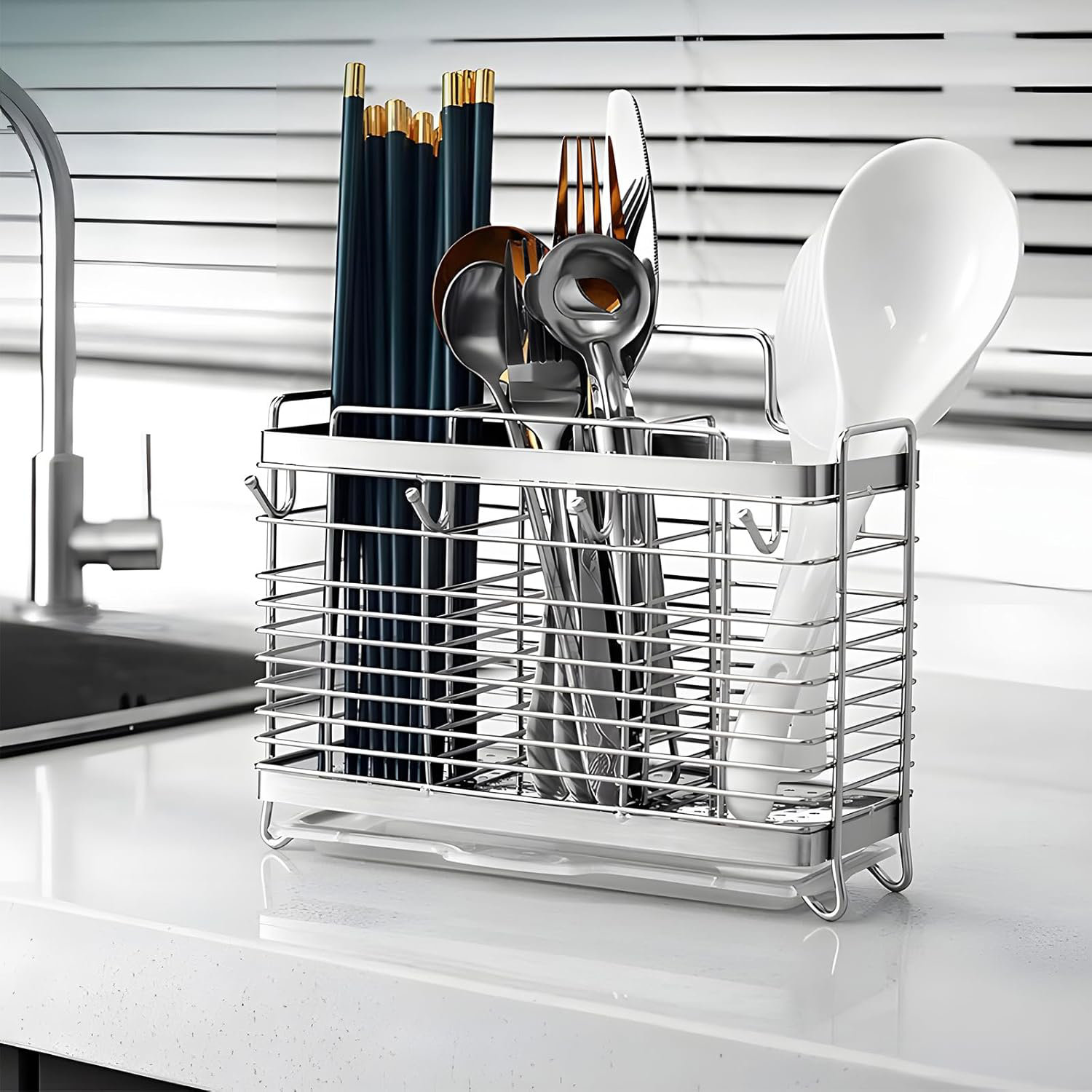 Brayden Studio Utensil Holder, Stainless Steel Utensil Drying Rack With ...