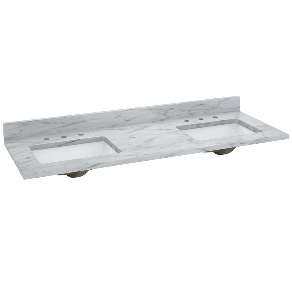 Sagehill Designs 61" Wide Double Bathroom Vanity Top in White Marble ...
