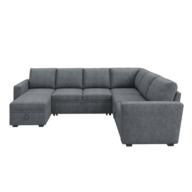 Latitude Run® U Shaped Sleeper Sectional Modular Sofa Bed With Storage ...