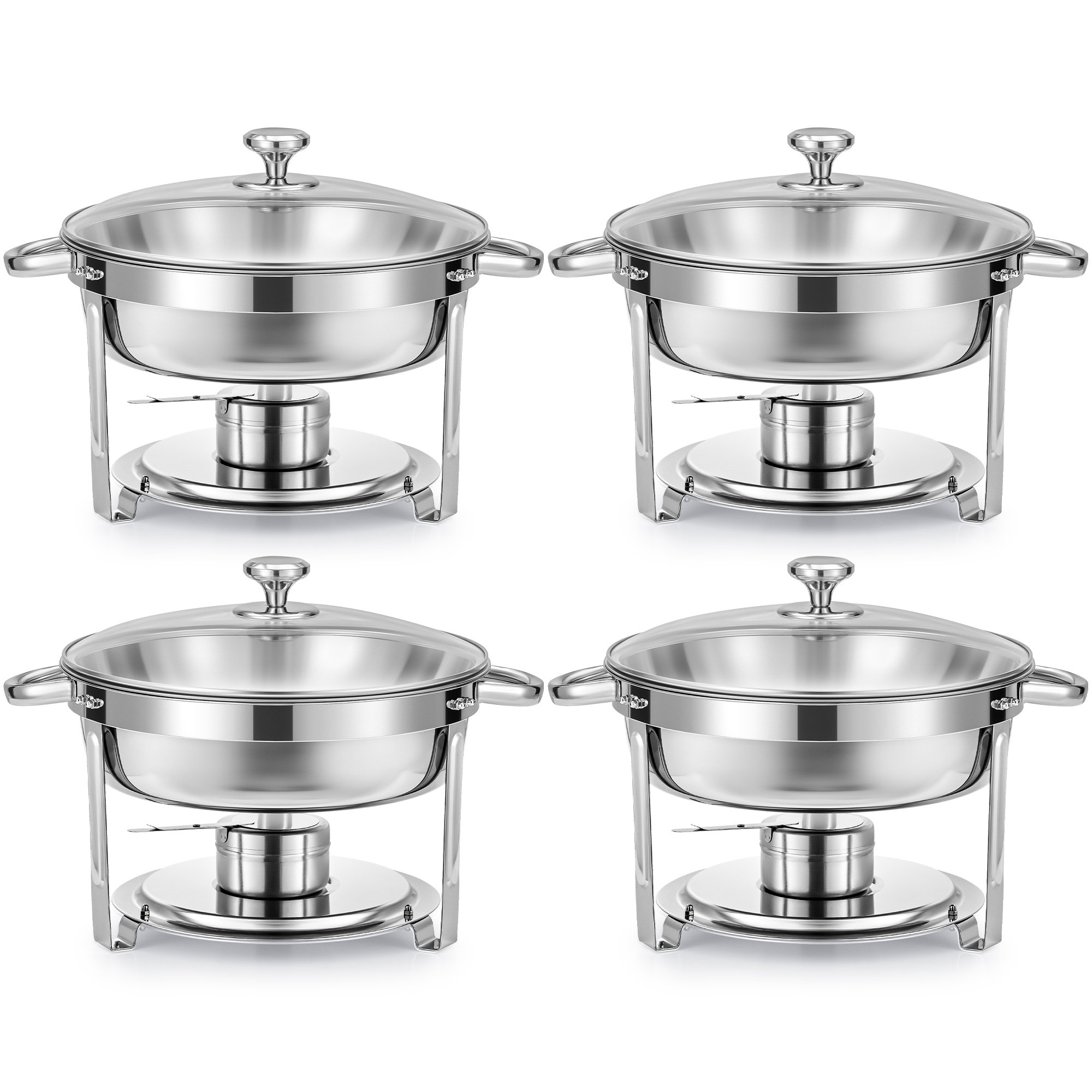 Prep & Savour 6 Quarts Round Glass Lid Stainless Steel Chafing Dish ...
