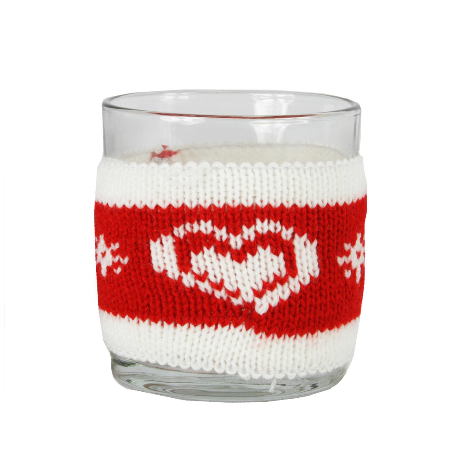 The Holiday Aisle® 3.25" Red and White Knitted Heart Design Votive ...