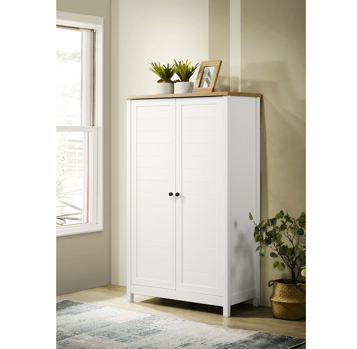 Lark Manor Storage Cabinet With Framed Slatted Panel Design - Wayfair ...
