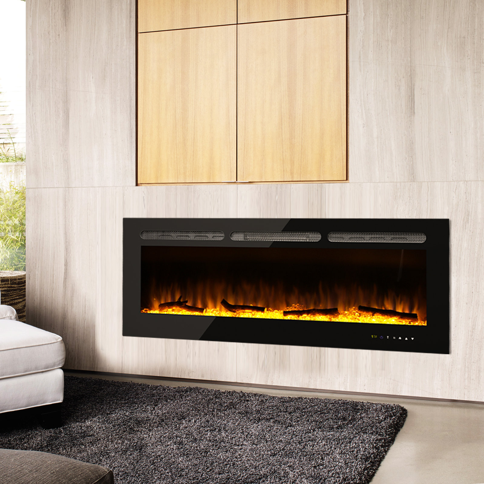 Symple Stuff Electric Fireplace Insert Recessed Wall-Mounted Heater ...