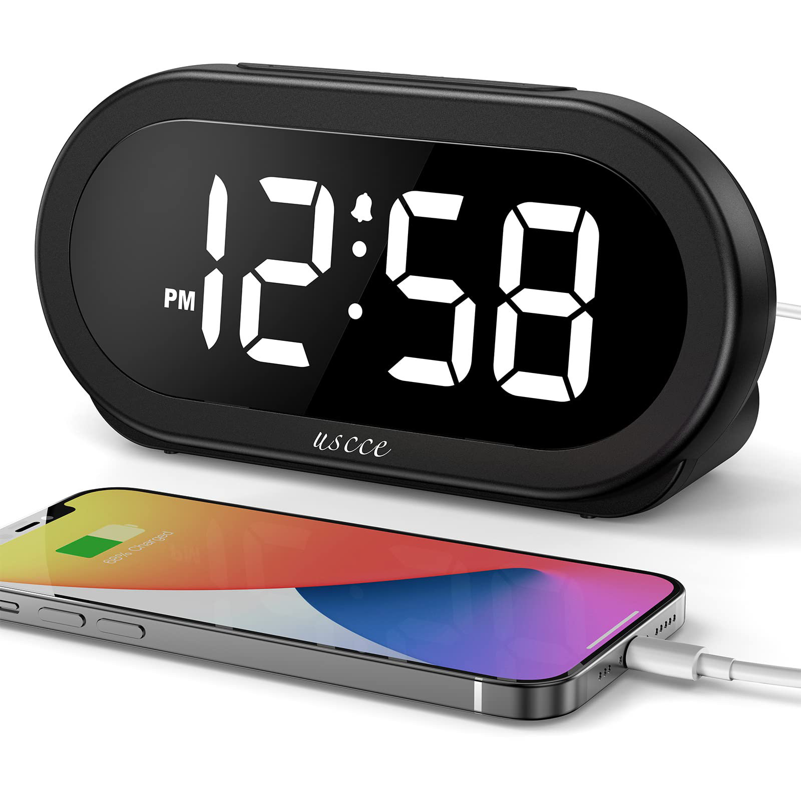 Static Poster Digital Electric Tabletop Clock with Alarm Black | Wayfair