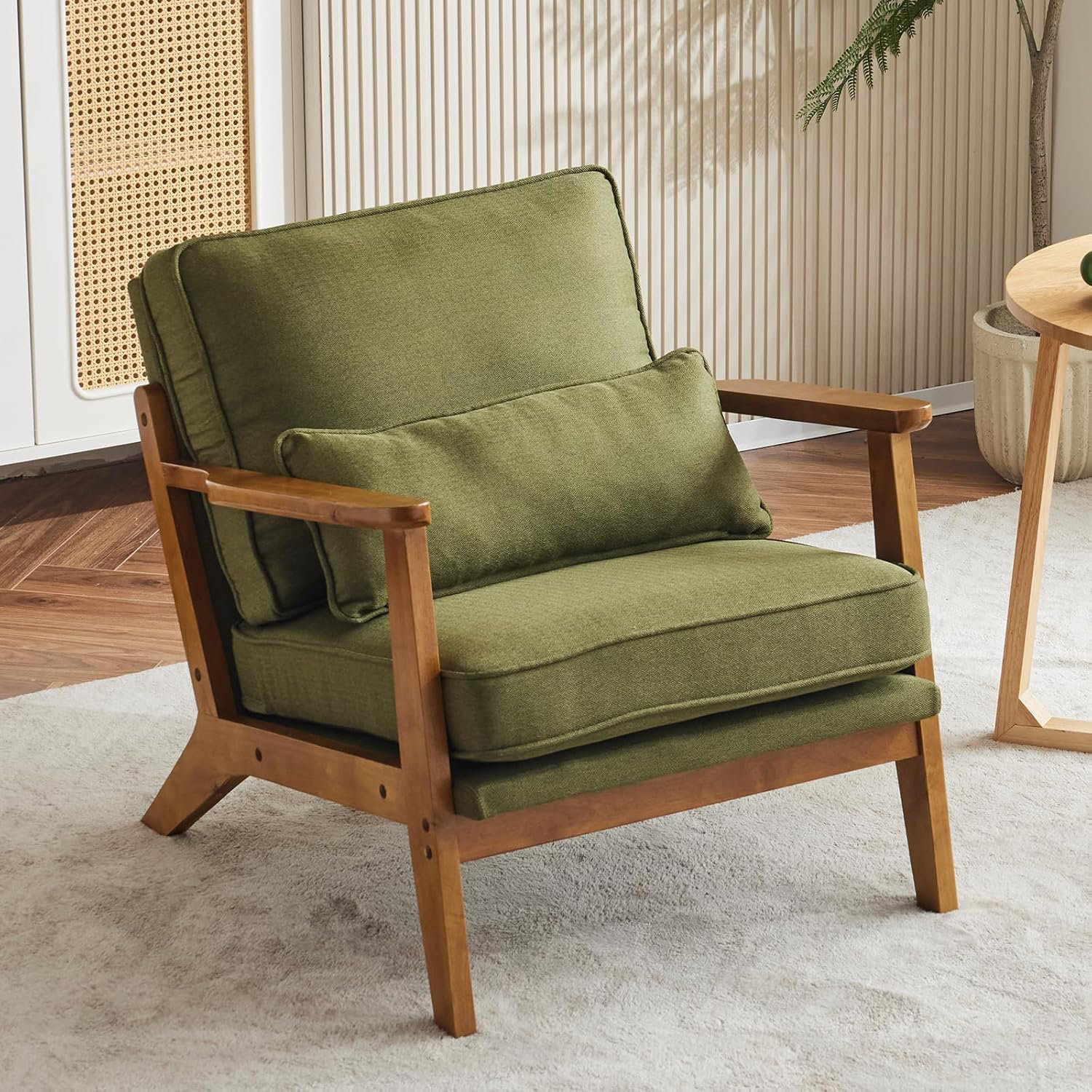 George Oliver Bruce Accent Chair Wide Armrest Mid-Century Lounge Chair ...