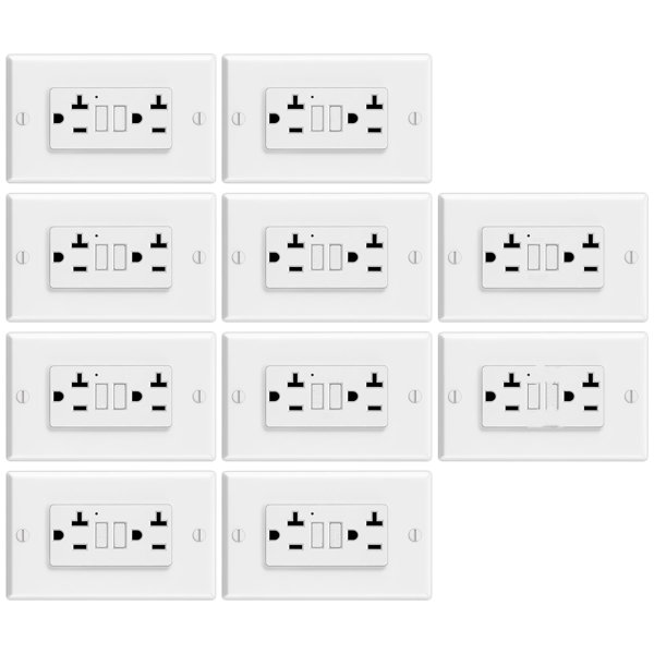 UNIVERSAL WINDOW SOLUTIONS 10 Pack GFCI Outlets 20 Amp, Non-Tamper ...