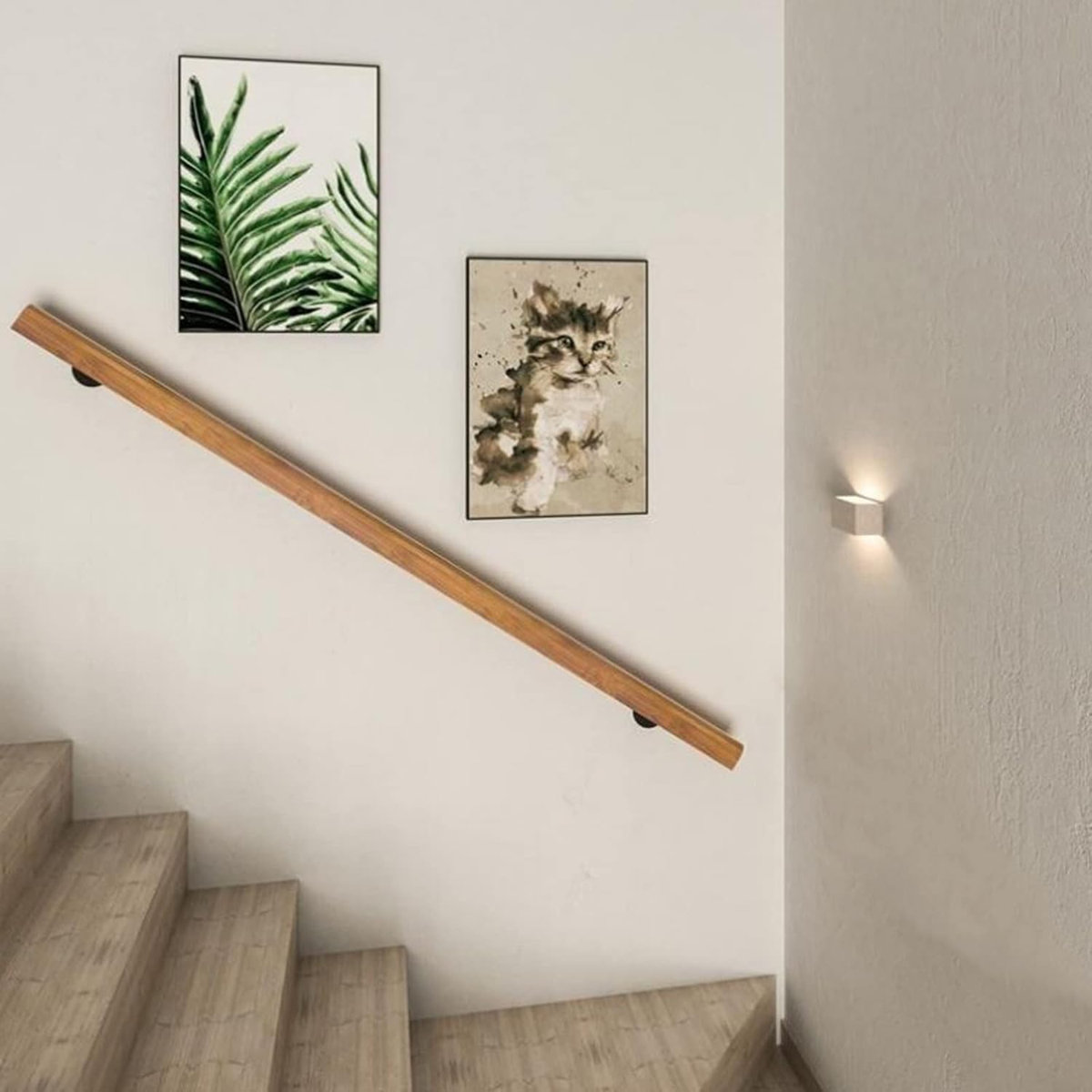 ERTCHUE RIED Solid Pine Wood Stair Handrail Kit With Metal Mounting ...