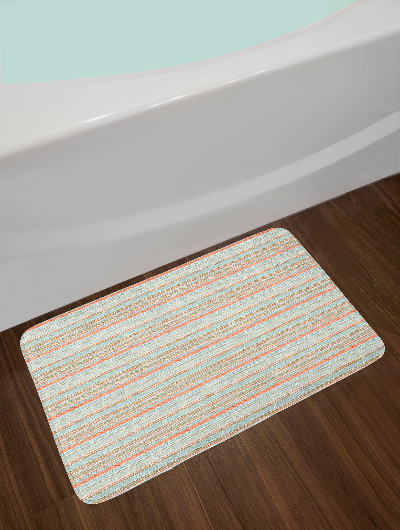 Ambesonne Bohemian Plush Bath Mat, Patterns, 30.2"x20", Salmon Pale ...
