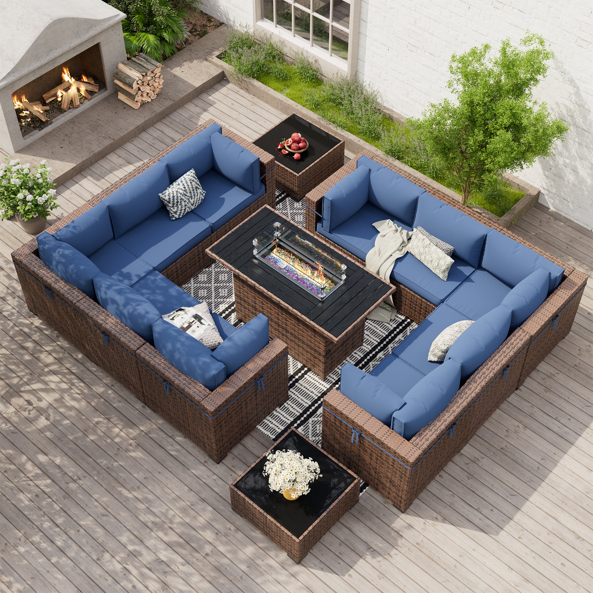 Latitude Run® Treyshun 10 - Person Outdoor Seating Group with Fire Pit ...