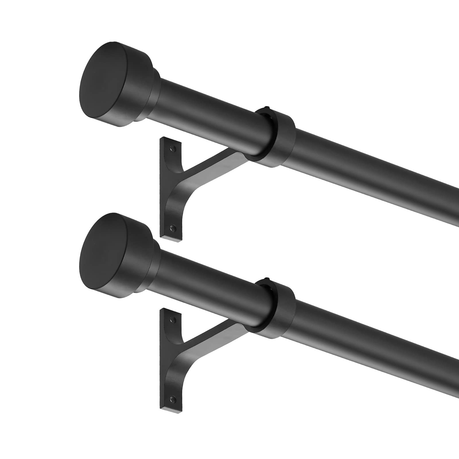 Lark Manor Adjustable Matte Black Curtain Rods - 1" Thick Heavy Duty ...