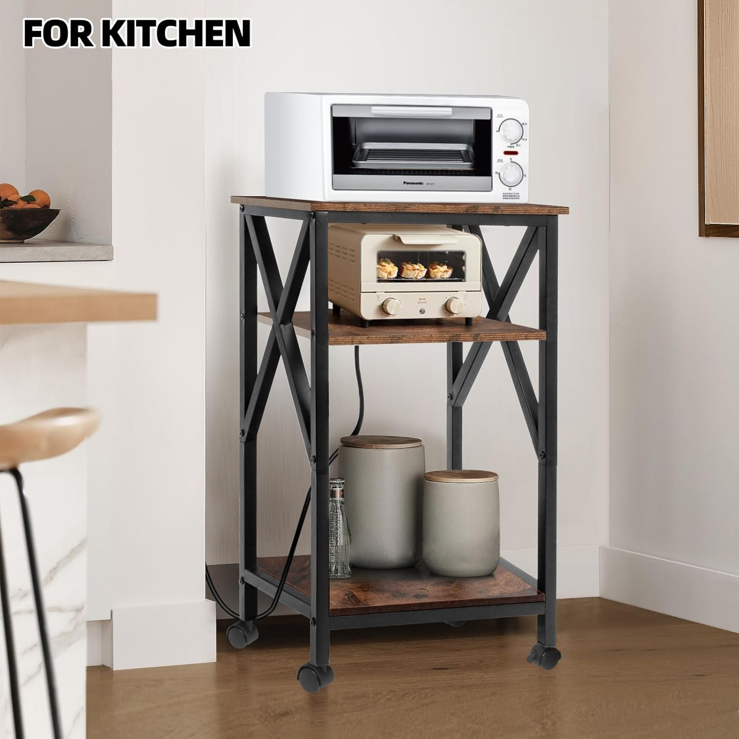 17 Stories 28" Height End Table With Charging Station & Wheels, Metal ...