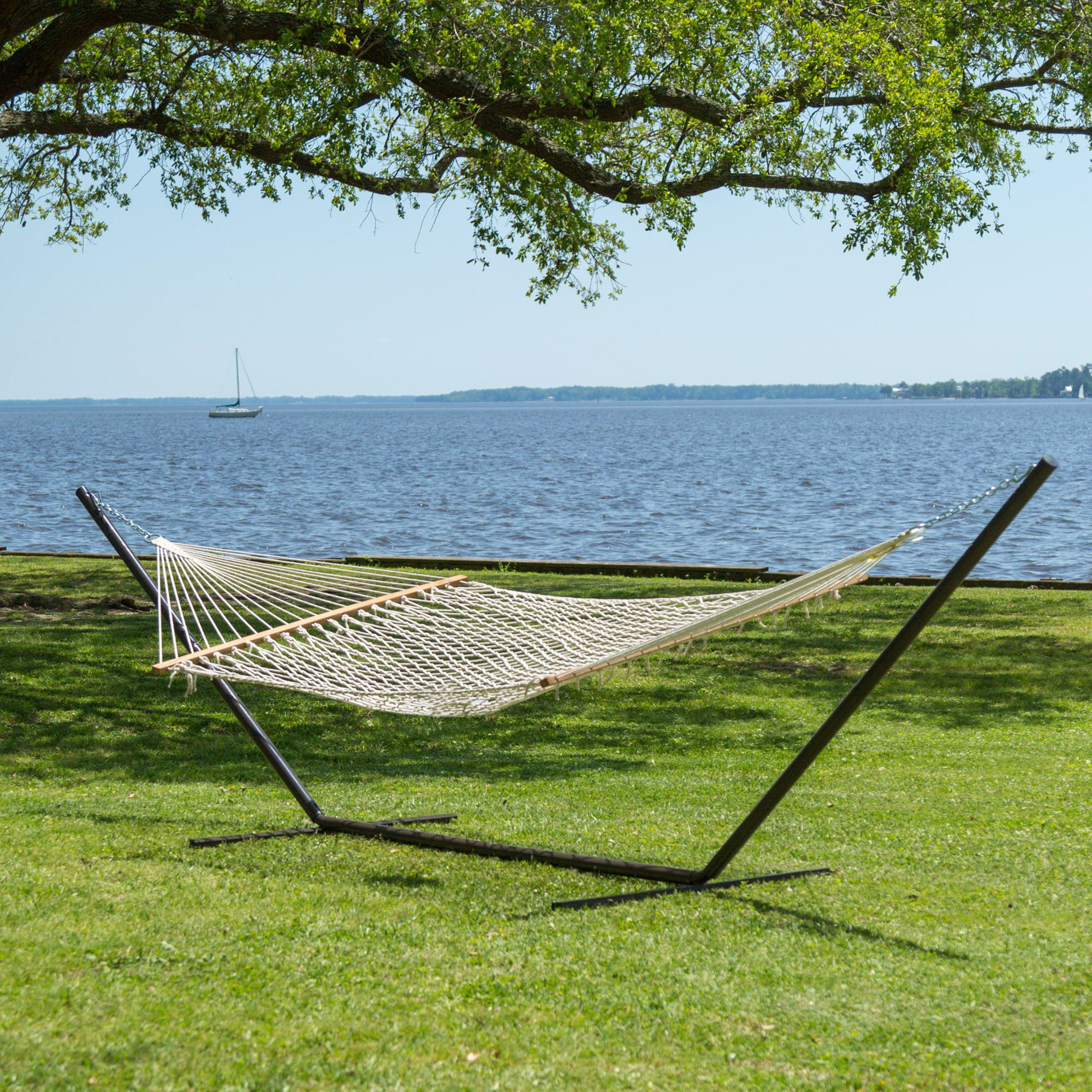 Arlmont & Co. Cesear 2 Person Spreader Bar Hammock with Stand - Wayfair ...