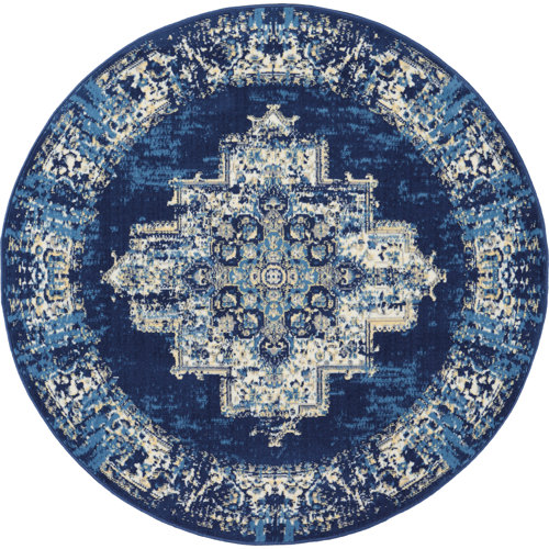Bungalow Rose Burnie Oriental Blue/White Area Rug & Reviews | Wayfair