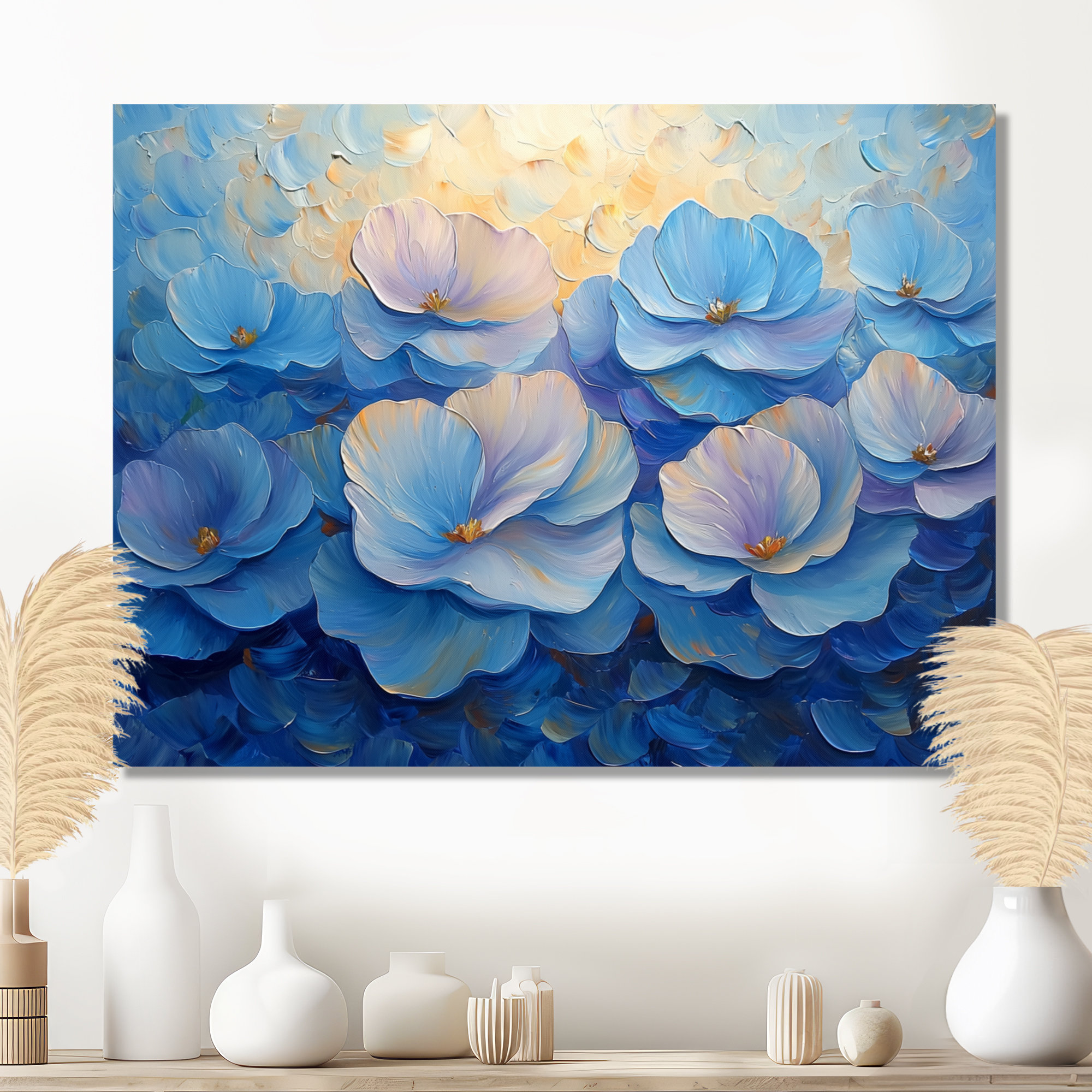 Winston Porter Blue Peonies Petals In Harmony IV - Peonies Canvas ...