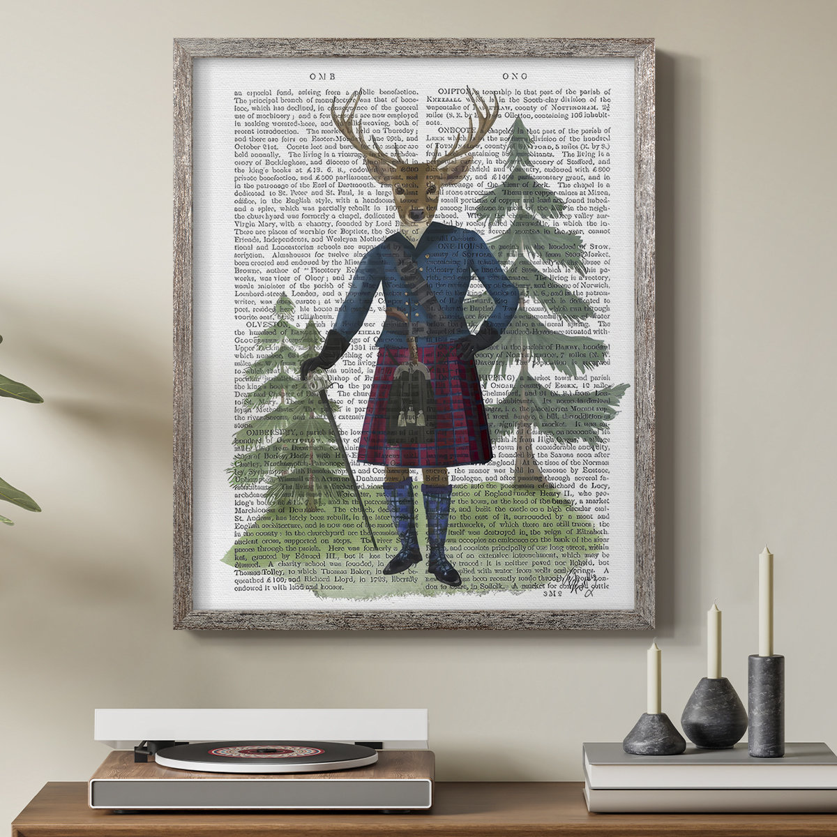 Ophelia & Co. Scottish Deer Laird Tam OShunter, Full, Book Print Framed ...