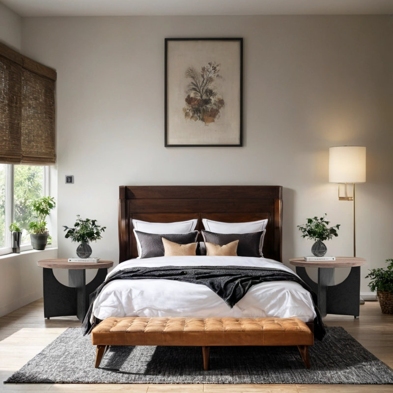 Ebern Designs Round Night Stand 24" Mid Century Modern Circle Side ...