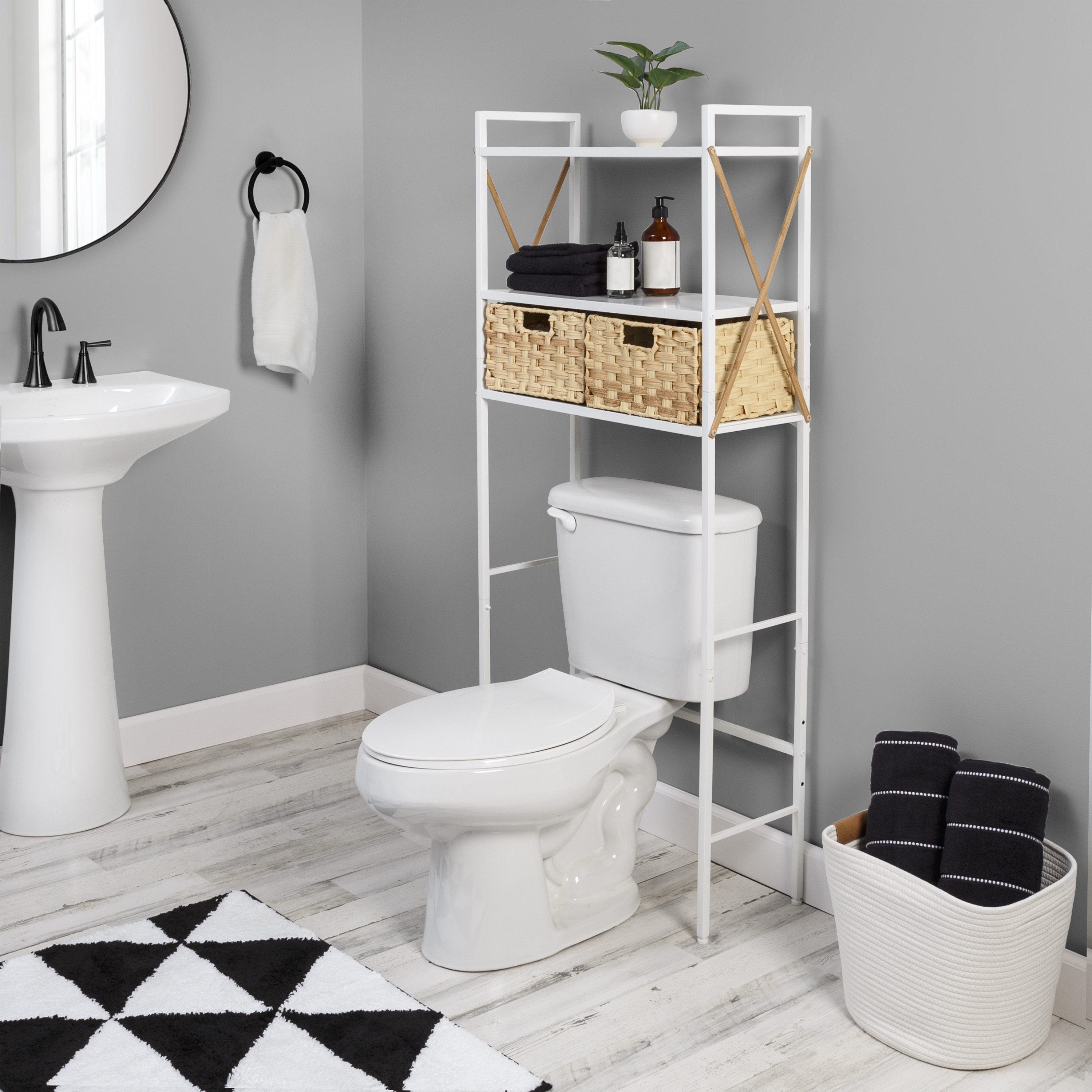 Gracie Oaks Ryhanna Steel Free-Standing Over-the-Toilet Storage Bathroom Storage | Wayfair