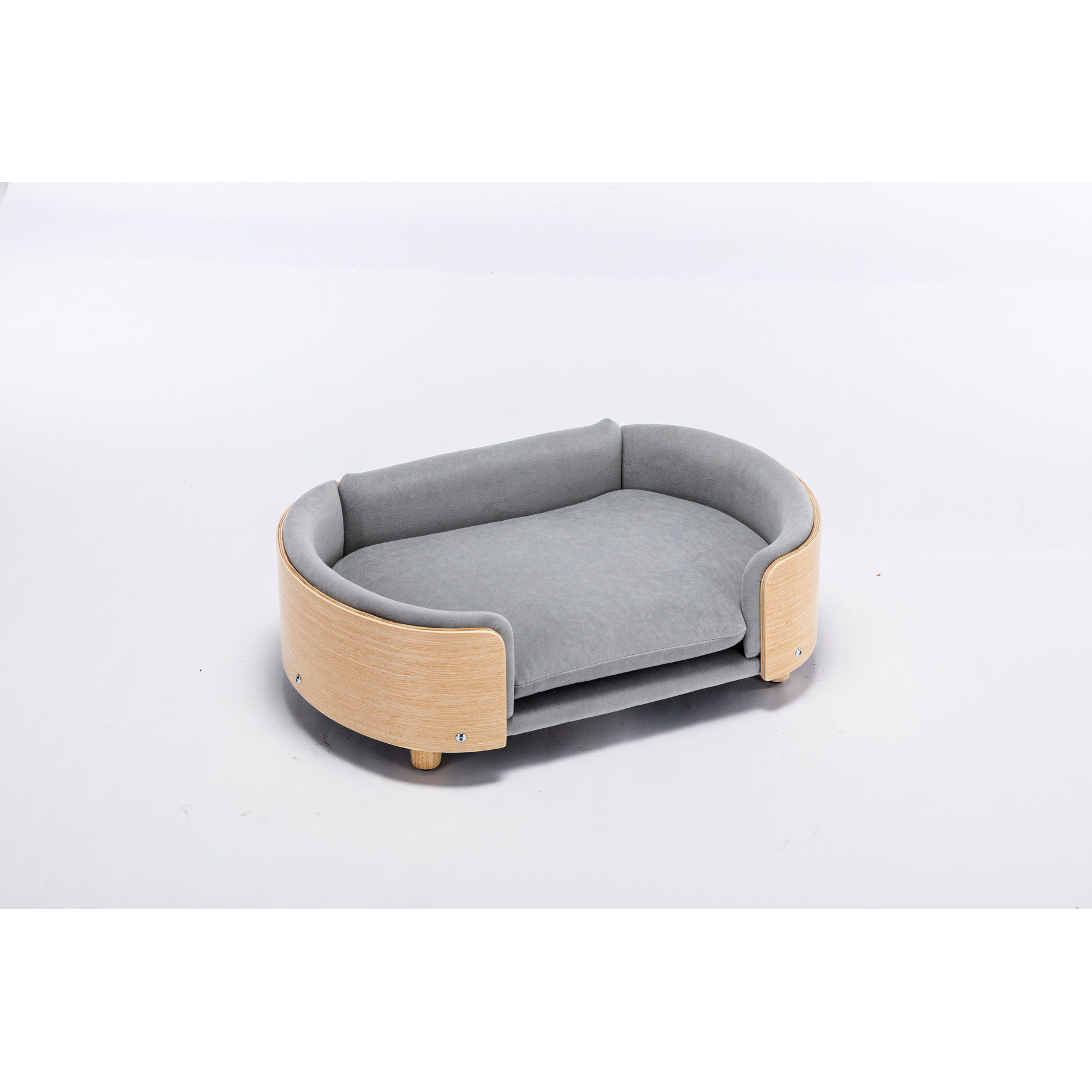 Corrigan Studio® Mid Size Grey Pet Bed With Scandinavian Style, Bent ...