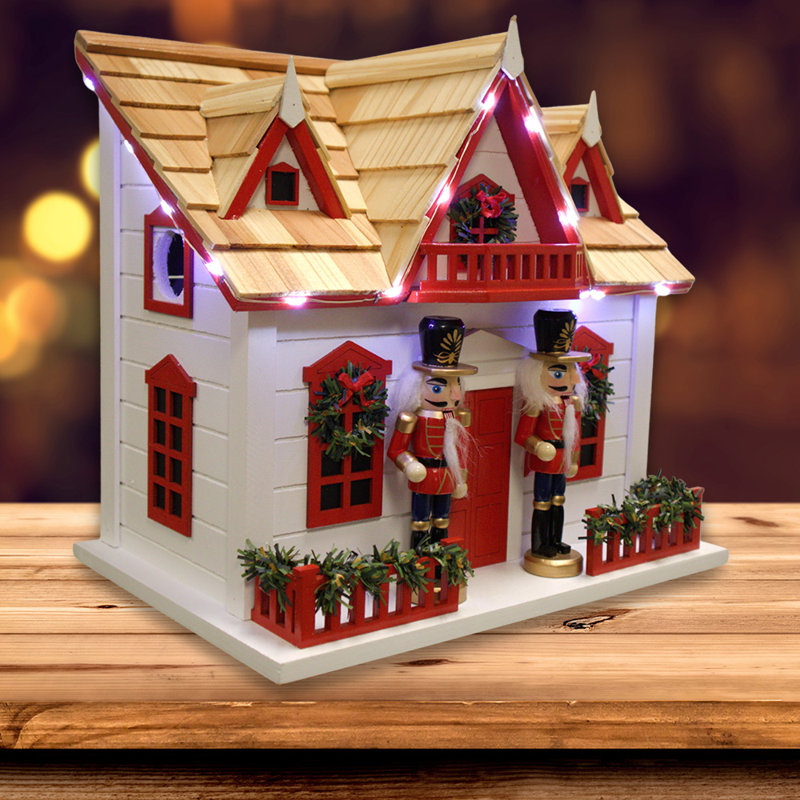 Home Bazaar Holiday Offerings Nutcracker House w/LED Lights 11 H x 11 W ...