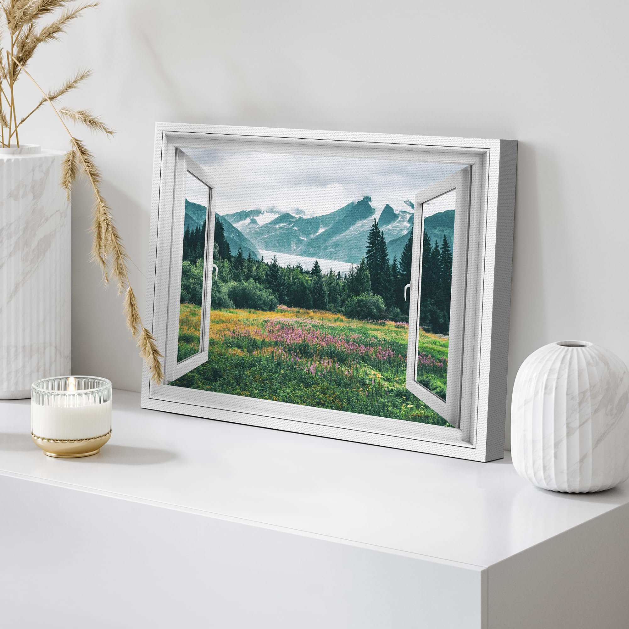 IDEA4WALL Window Scenery " Window View Countryside Lavender Flower Pine ...