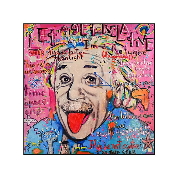 Ivy Bronx Square Einstein Themed Painting | Wayfair