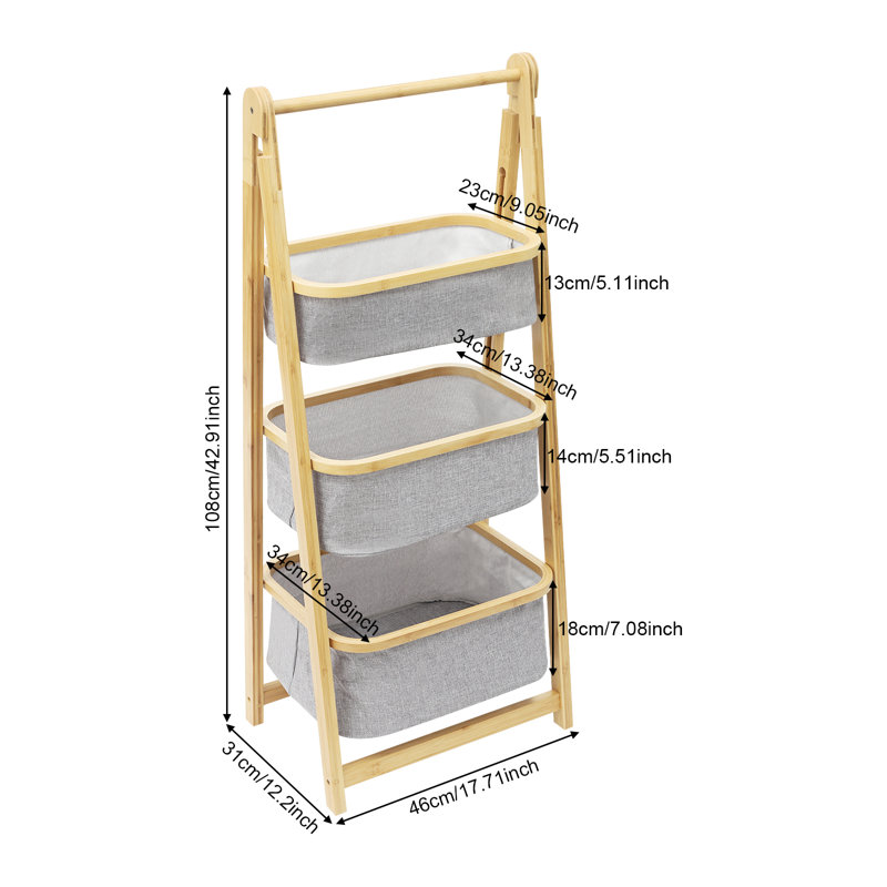 Lomana 3 Tier Fold Out Storage Foldable Laundry Baskets | Wayfair
