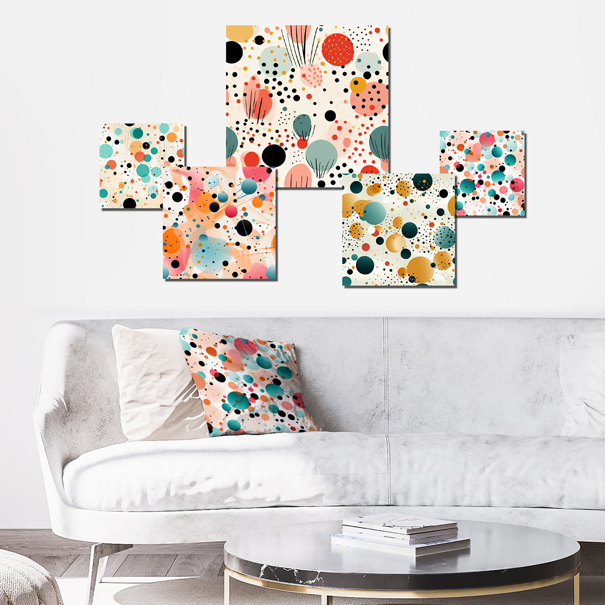 Design Art Modern Fusion Polka Dots Pattern - Polka Dots Wall Decor Set ...