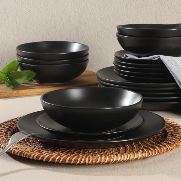 Gibson Home Bethel 18 Piece Plates and Bowls Ceramic Stoneware Organic ...